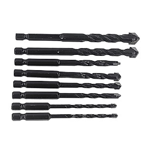 8Pcs Masonry Drill Bit Cemented Hex Drill Bit Drill Bit Carbide 6.35mm Hex Shank Black Set Kit for Tile Concrete
