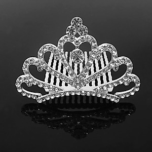 Honbay Princess Tiara Comb, Flower Girls Crystal Rhinestone Crown Hair Comb Hair Accessories