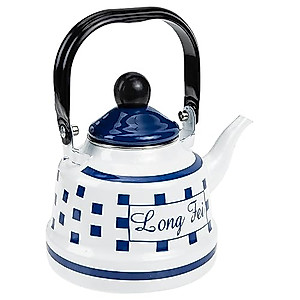 SECFOU Enamel Steel Handle Pot Retro Coffee Maker Espresso Machine White Stainless Steel Kettle Flute Kettle Tea Kettle Stovetop Kettle Stovetop Vintage Kitchen Kettle Household Teakettle