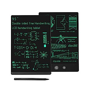 Amoretti Sonnet Mini LCD Writing Tablet, 9.5in Double Display Erasable Reusable Electronic Drawing Pads, Electronic scratchpad for Kids and Adults（Black…