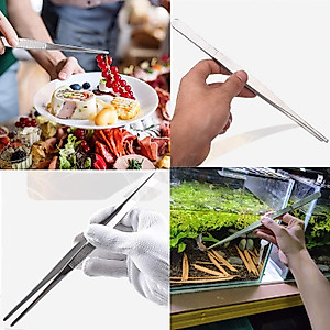 Laja Imports Stainless Steel Extra-Long 18 Inch Tongs Tweezers With Precision Serrated Tips For Garden, Kitchen, Indoor & Outdoor for Educational Use