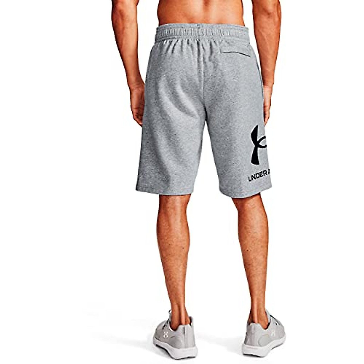 Under Armour Mens Rival Fleece Big Logo Shorts , Mod Gray Light Heather (011)/Black , Medium