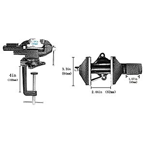 MYTEC Bench Vise or Table Vise, multifunctional jaw, multi-functional Combined Vise with Quick Adjustment, Universal Rotate 360° Work Clamp-On Vise, 3.3" black