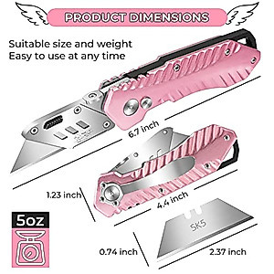 DIYSELF 1 Pack Razor Knife, Folding Utility Knife with Extra 5 Blades, Sharp Box Cutter Knife, Razor Blades Utility Knife for Home, Box Opener for Carton, Box Knife for Paper, Boxcutter for Cardboard