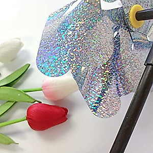 Haokaini 10pcs Bird Blinder Repellent Pinwheels Sparkly Whirl Pin Wheel with Stake Windmill Toy Effectively Keep Birds Away for Garden Yard Lawn