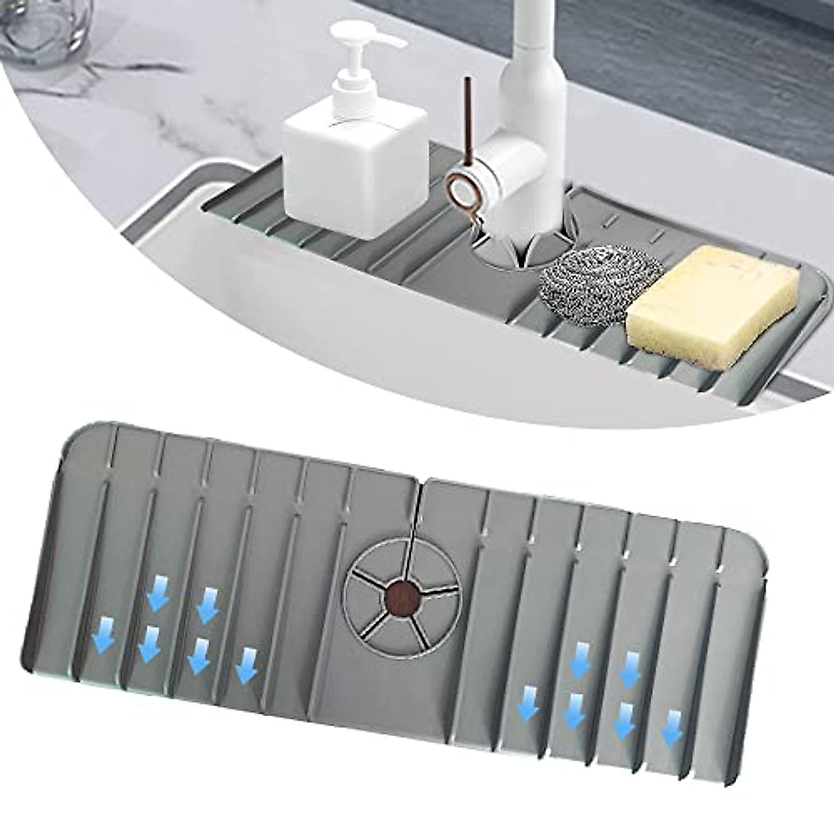 LBMZVZU Silicone Faucet Splash Guard, Kitchen Sink, Countertops, Tabletop, Painted, 14.56 x 5.43 x 0.31 inches