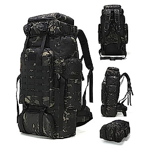 70L Camping Hiking Military Tactical Backpack Outdoor Water-Repellent Adjustable Sport Bags