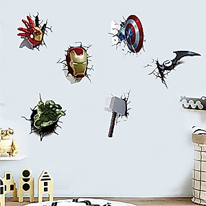 FANG LIAN 3D Avengers Wall Decals Superhero Wall Stickers for Boys Bedroom DIY Removable Superhero Wall Decor for Kids Bedroom Living Room Children Themed Room Party Decoration (Size 24 x 16 inch)