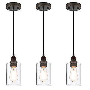 WISBEAM Pendant Lighting Fixture, Hanging Ceiling Lights with E26 Medium Base Max. 60 Watts, ETL Rated, Bulbs not Included, 3-Pack