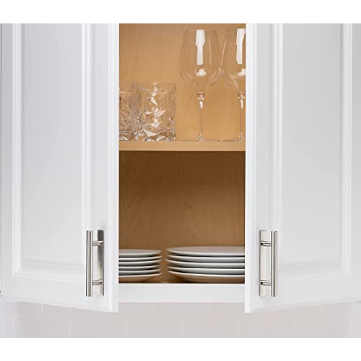 Adherion Adhesive Cabinet Stick On Door Handles 5" | No Drilling Stick On Handle for Drawers Doors Wardrobes Windows | 3M Handle Adhesive | 2 Pack Brushed Nickel | All Metal Stick On Cabinet Handles |