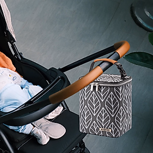 BABEYER Breast Milk Cooler Bag with Ice Pack Fits 4 Baby Bottles Up to 9 Ounce, Baby Bottle Bag for Nursing Mom Daycare-Grey