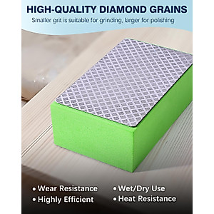 4 Pack Diamond Hand Polishing Pads, Diamond Sanding Pads Assortment, Diamond Sandpaper with High-Density Sponge, Diamond Polishing Pads, for Wood Tile Glass Stone(60/100/200/400 Grit)