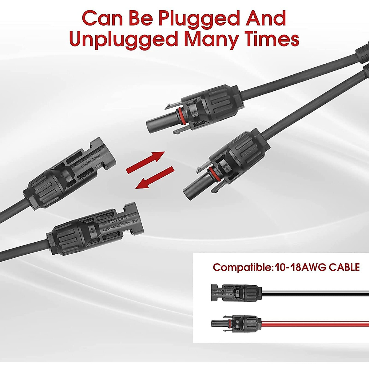 PFCTART Y Branch Solar Wiring Connector Plug, Panel Splitter Connectors and Wires Accessories Charge Controller Kit Solar Cable for Combiner Box (12AWG 1 Pair M/FF+F/MM)