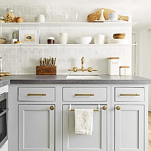 Goo-Ki 6 Pack Antique Brass Drawer Knobs Kitchen Cabinet Hardware - Solid Zinc Alloy Vintage Bronze Retro Knob Ancient Single Hole Bar Handles Pull for Closet Wardrobe Dresser Cupboard