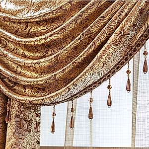 ELKCA European Curtain Valance for Living Room Luxury Window Curtains for Bedroom Swag Valance for Kitchen,Rod Pocket (W59, 1Panel)