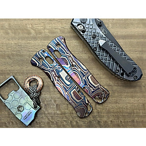 Mokume pattern heat ano engraved Titanium Scales for Benchmade Bugout 535