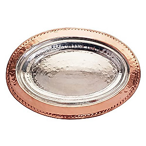 DLK - Handmade Pure Copper Serving Plate - Iskender Kebab Plate - Turkish Kebab presentation - Oval Copper Plate 12 inch (31cm)