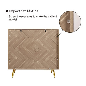 Anmytek Modern Sideboard Buffet Cabinet, Natural Oak Accent Cabinet with 2 Doors and Adjustable Shelf Spaicous Storage Cabinet for Living Room Kitchen Hallway, H0058