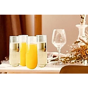 Spekaspaus TM 4 Unbreakable Stemless Champagne Flutes -12 oz-100% Tritan Plasticware - Shatterproof, Reusable, Dishwasher Safe, BPA-Free
