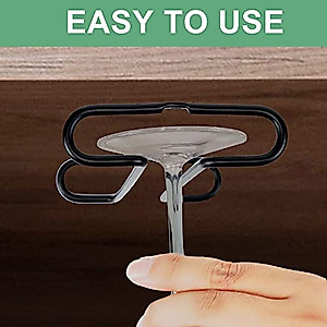 Warmery 2 Pack Wine Glasses Hanging Rack, Black Stemware Rack Holder Under Cabinet, Metal Wall Mount Wire Hanging Rack Storage Hanger Organizer with Screws for Kitchen Bar (10.3in), Black