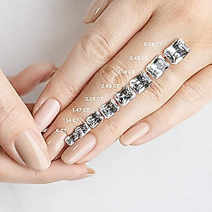 Moissanite Radiant Cut 1.55 Carat White Excellent VVS Moissanite Diamond in 14K Solid Gold solitaire Engagement Wedding Ring For Bridal Statement Ring (Sterling Silver, 4)