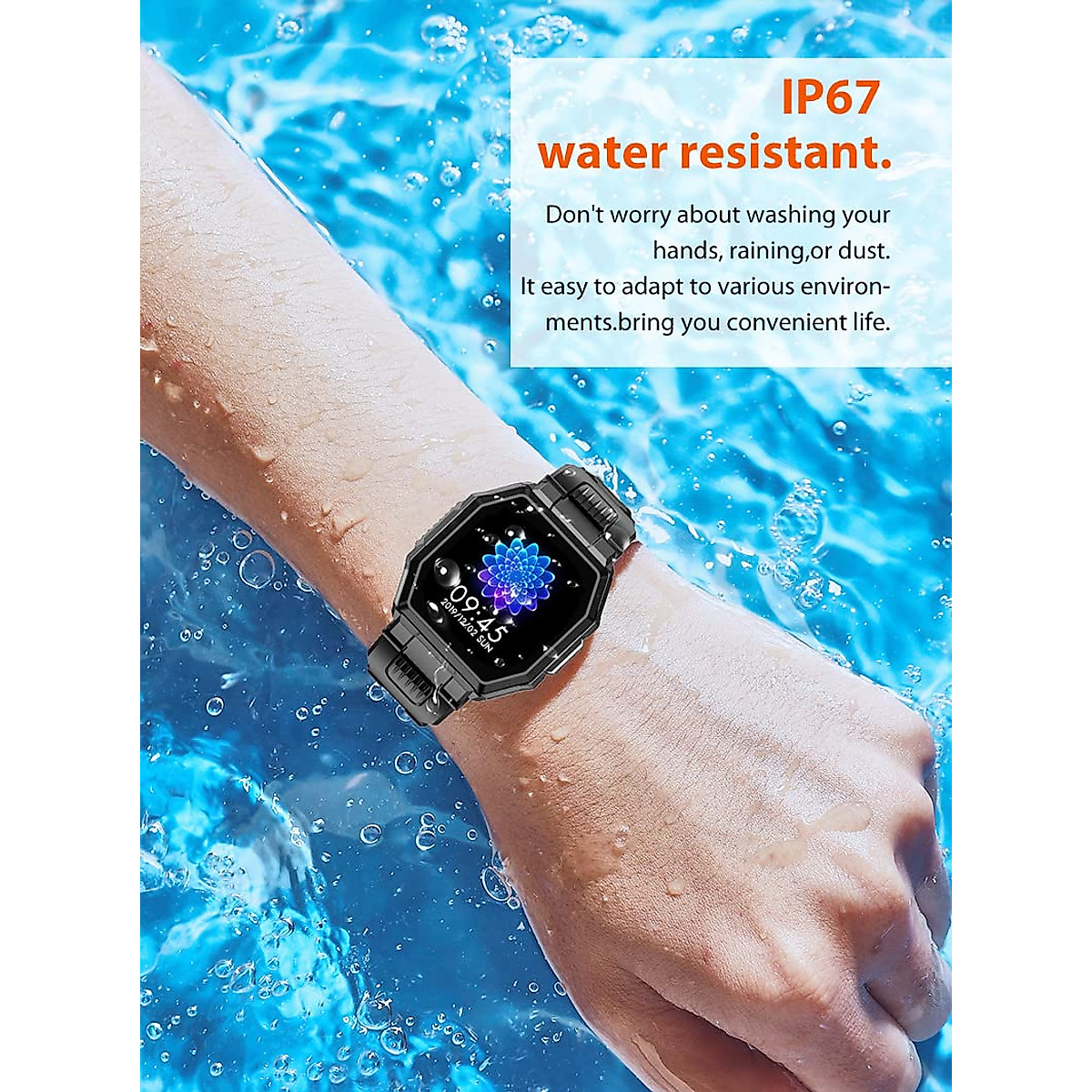 Smart Watches for Men Activity Fitness Tracker with Bluetooth Call Heart Rate Blood Pressure Blood Oxygen Sleep Monitor IP67 Waterproof 1.54" Touch Screen Smart Watch for iOS Android (Black)