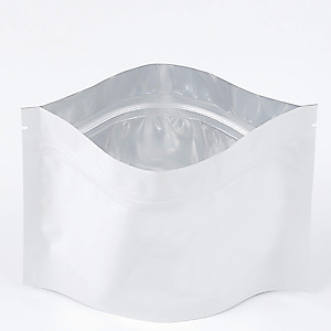 QQ Studio 100 Food Safe Glossy Horizontal Stand Up QuickQlick™ Bags With Zipper Seal for Food and Snacks (White, 17x13cm (6.7x5.1"))