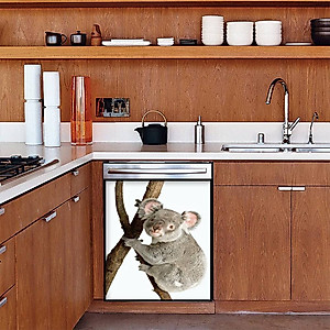 Rustic Farmhouse Dishwasher Magnet Cover Koala Tree Branch Funny Kitchen Decor Cute Animal Magnetic Refrigerator Stickers Decorative Appliance Cover Fridge Panels Metal Door Garage 23x26in