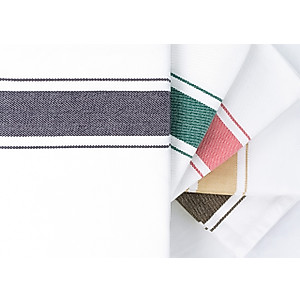 Oli's Cotton Kitchen Towels 5 Pack - 100% Kitchen Dish Towels for Drying Dishes 19,5”x 25,5” - Reusable Cleaning Cloths - Absorbent White Tea Towels with Stripes - Machine Washable Hand Towel