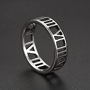 4pcs Hollow Out Roman Numeral Rings Set Stainless Steel Gold Plated Delicate Elegant Unisex Band Rings-7
