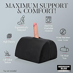 BEDROOM BLISS Love Toy Cushion for Men, Women & Couples. Great for Sexual Positioning & Deep Penetration, Saddle-style Mount with Toy Pocket. High-Density Foam. Easy to Clean Covers. 1 Piece, Black
