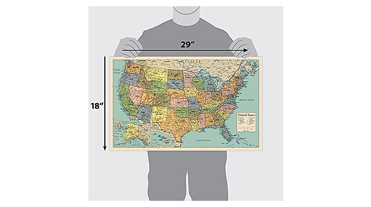 Laminated World & USA Map Set - Antique Style Posters