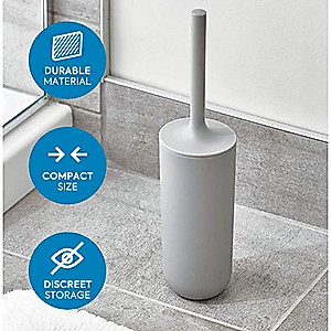 iDesign Cade Bowl Brush and Holder, Toilet Cleaning Set for Bathroom, Matte Gray 2 Each