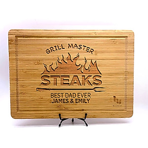 Grill Master Cutting Board for Dad or Grandpa, Steak Lover Father, With Children Names, Grill Lover Dad Gift, Personalized Cutting Board Gift for Men, BBQ Gifts, Customized Cutting Board, 9 Designs