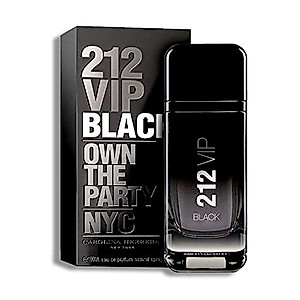 Carolina Herrera 212 Vip Black Fragrance For Men - Energetic And Spicy Scent - Notes Of Lavender, Black Vanilla Husk And Musk - Skin Friendly - Aromatic Fougere Fragrance - Edp Spray - 3.4 Oz