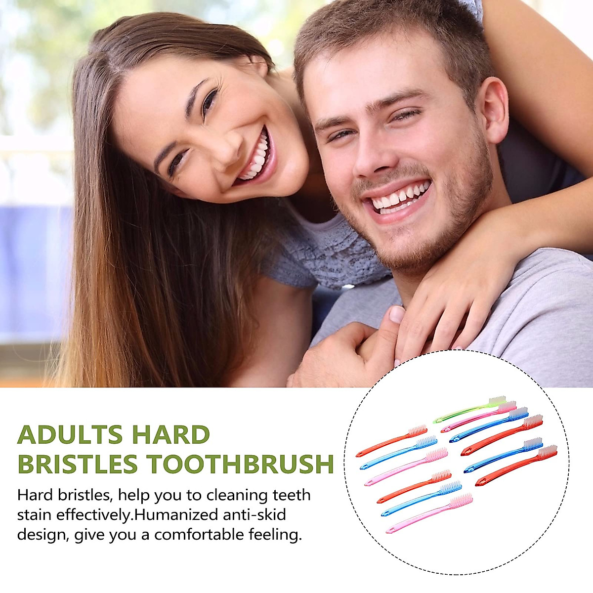 HEALLILY Hard Bristles Toothbrush Durable Practical Cleaning Toothbrush for Daily Use 12pcs