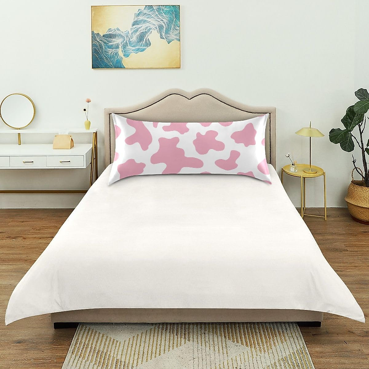 Joisal Pink Cow Print Camo Pillow Cases Silk Pillow Covers King Satin Pillows Case, with Envelope Closure, 40x20 Inches