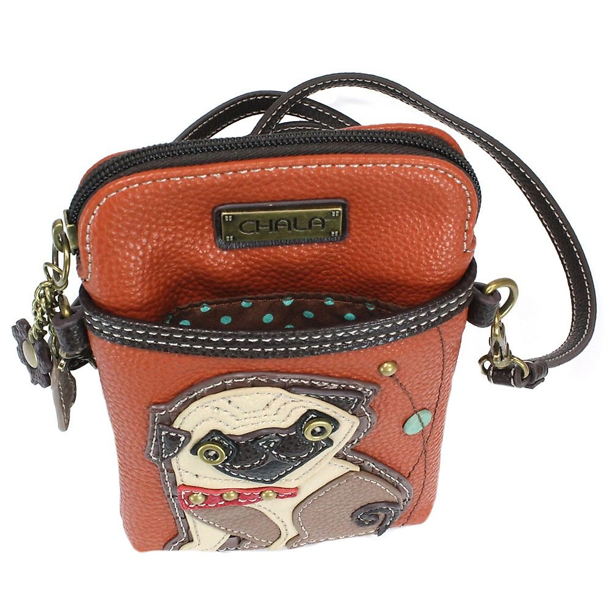 Chala Pug Cellphone Crossbody Handbag - Convertible Strap Pug Mom