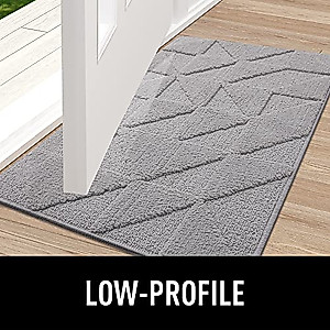 OLANLY Door Mats Indoor, Non-Slip, Absorbent, Dirt Resist, Entrance Washable Mat, Low-Profile Inside Entry Doormat for Entryway (32x20 inches, Grey)