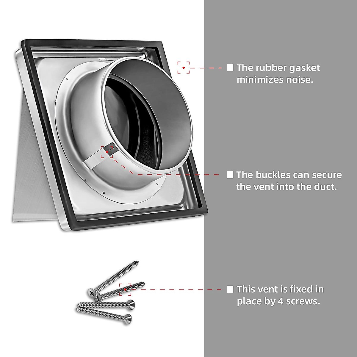 FRESH SPEED 6-Inch External Extractor Wall Vent Cushioned Non Return Flap