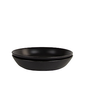 Double Line 9.5"/36 oz Dinner Bowl, Set of 2, Matte Black