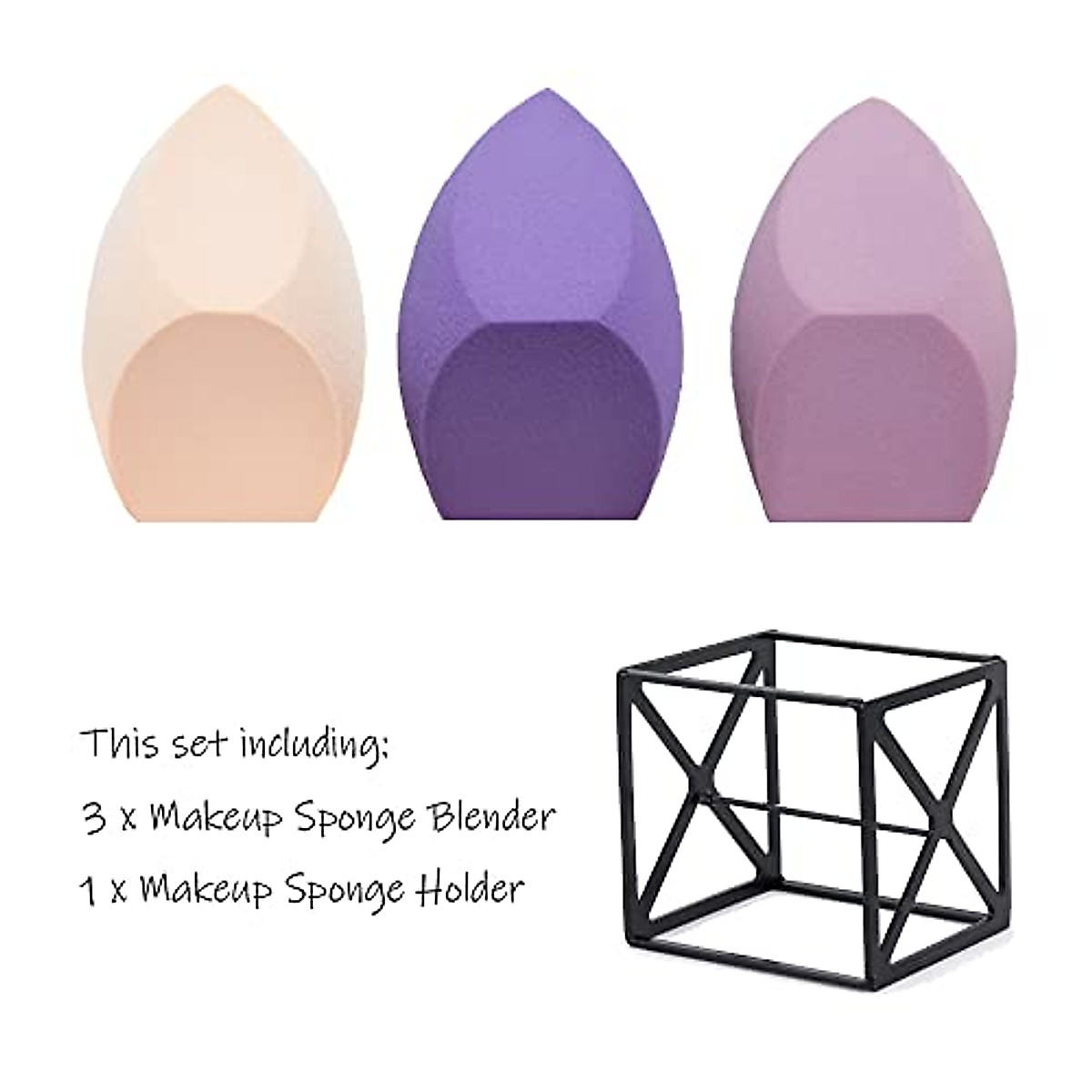 Makeup Sponge Blender & Holder, BIG & SOFT Beauty Makeup Blender Puff Foundation Sponges Set, Applicator Beauty Blending Blenders & Sponge Holder, Concealer Sponge for Liquid Powder Sunscreen (A SET)