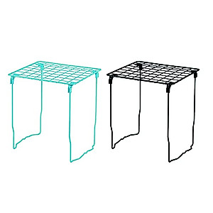 Tilami Stackable School Locker Shelf, 2 pc Steel Locker Organziers for School Locker, Office Locker Accessories, Fits for 12" Width Locker(Blue & Black)