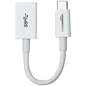 Amazon Basics USB-C to USB-A 3.1 Gen1 Female Adapter Cable Converter, 5Gbps High-Speed, USB-IF Certified, for Laptops, Tablets, Phones, White