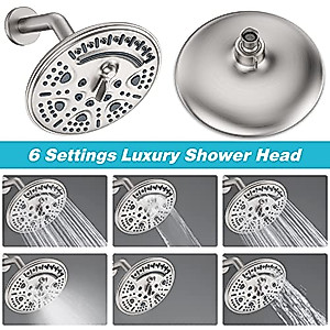 Shower System, Starbath Shower Faucet Set with 6-Setting Rainfall Shower Head and 9-Setting Handheld Shower Combo Set Wall Mounted, 3 Way Pressure Balance Shower Valve and Trim Kit(Brushed Nickel)