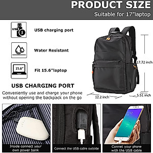 SARHLIO 17.7" Laptop Backpack for Men Women College Upgraded with Metal Zipper Bookbag with USB Charging Port Fits 15.6" Laptop Water Resistant Large Casual Daypack for School Travel Business (BPK20C)