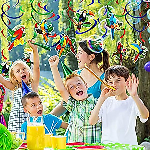 30 Tropical Birds Party Supplies Tropical Hawaiian Decorations Toucan Parrot Party Hanging Swirl Foil Ceiling Decor for Summer Luau Hawaiian Beach Pool Party Wedding Birthday Party Supplies