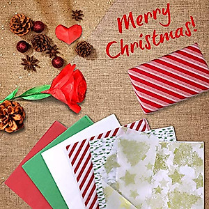 KLATIE Christmas Tissue Paper, Assorted Design Gift Wrapping Paper 120 Sheets, 20” X 14”, including Red, Green, White, Christmas Trees, Stripe Design, Tissue Paper for Gift Bags, Christmas Wrapping.