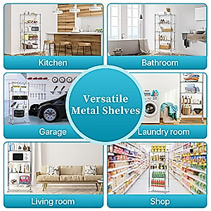 5 Wire Shelving Unit Storage Shelf Adjustable Heavy Duty Shelf with Leveling Feet for Closet Laundry Pantry Kitchen Garage 750 LBS Capacity 21.5" L x 11.6" W x 47.6" H, Chrome