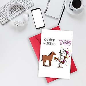 Cute Thank You Card for Nurses for Women, Funny Nursing School Graduate Card, Medical Staff Appreciate Greeting Card, Happy Nurse Birthday Graduation Leaving Retirement Card Gifts With Envelope